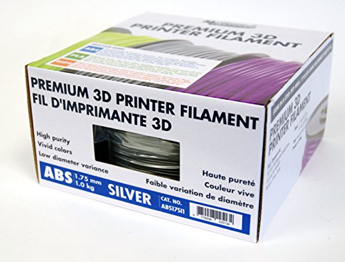 MG Chemicals Silver ABS 3D Printer Filament, 1.75 mm, 1 kg Spool