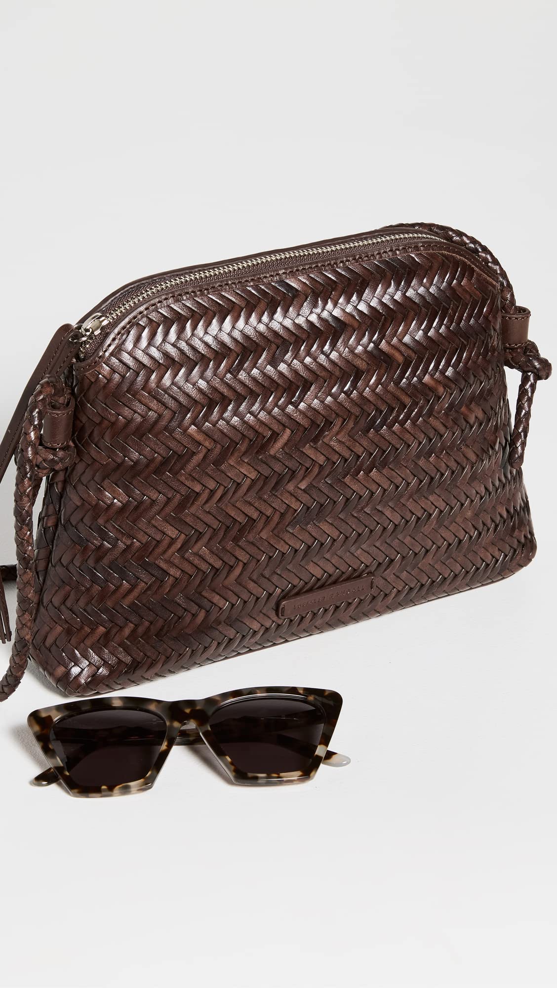 Loeffler Randall Women's Mallory Woven Crossbody Bag, Chocolate, Brown, One Size