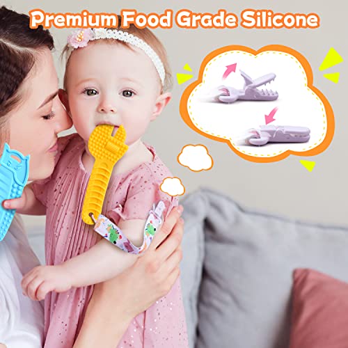 Mgtfbg Baby Teething Toys for 0-6 Months 6-12 Months - Molar Teether Chew Toys Set BPA Free Silicone, Soft Textures - Hammer Wrench Scissors Shape Baby Teething Toys Gift 5-Pack