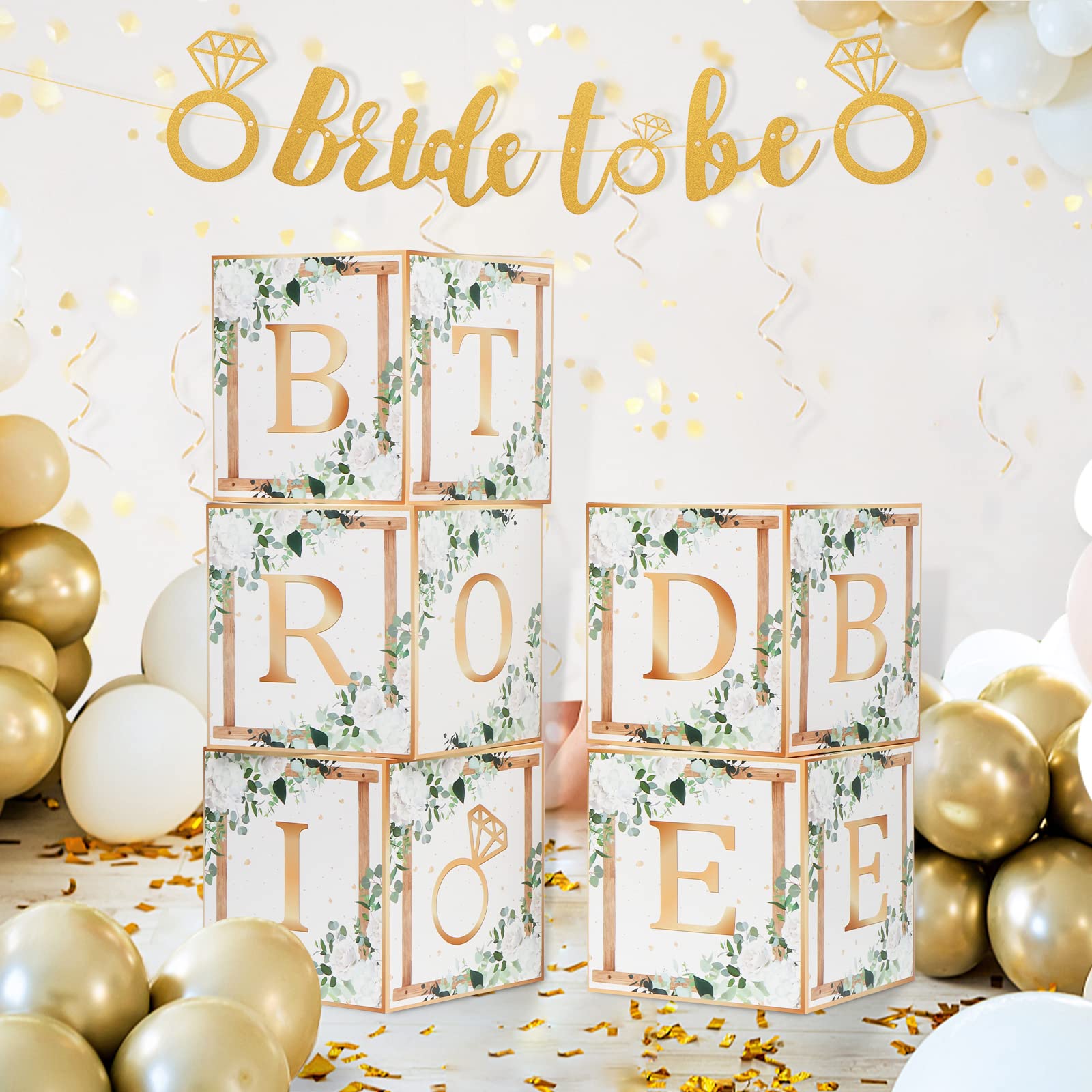 Bachelorette Party Decorations, Bridal Shower Decoration, Bride To Be Sign Banner, Wedding Shower Decorations, Engagement Party Decor, Miss To Mrs Balloon Boxes, Gold