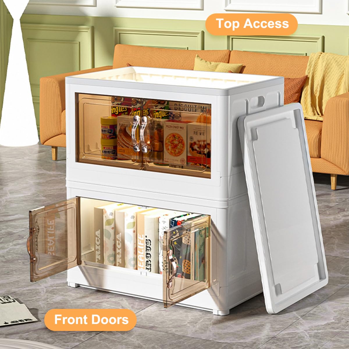gerritfany 27Gal Stackable Storage Bins, Closet Organizers and Storage, Collapsible Storage Bins Open Front, Storage Bins with Wheels, Plastic Storage Bins with Lids for Home, School, Office(3 Pack)
