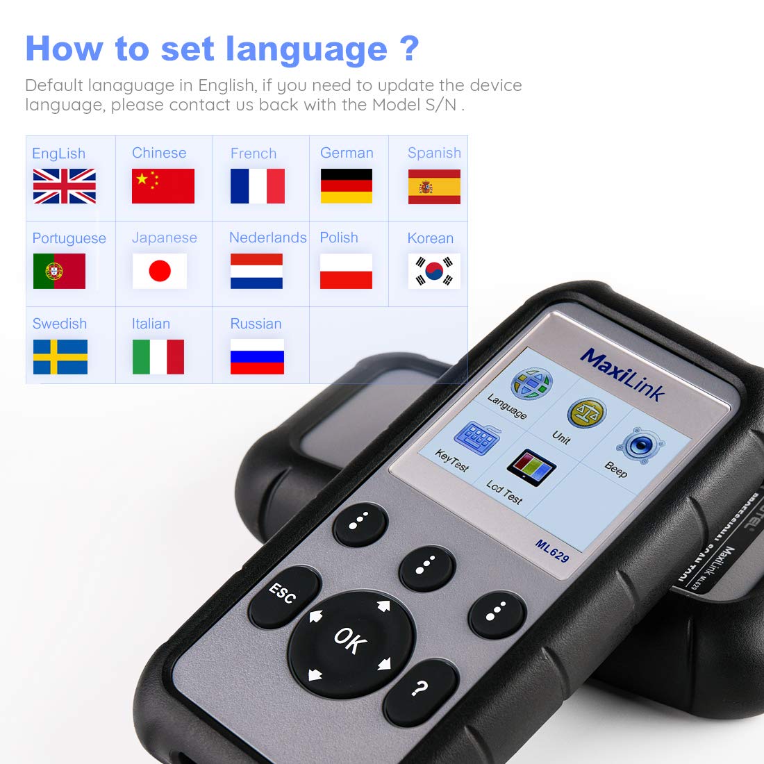 Autel OBD2 Scanner Diagnostic Code Reader ML629 - ABS/SRS/Engine/Transmission MaxiLink 629 Car Diagnostic Tool DTC Lookup AutoVIN Mechanic Car OBDii for Vehicle Engine/Transmission/AirBag/Brake System