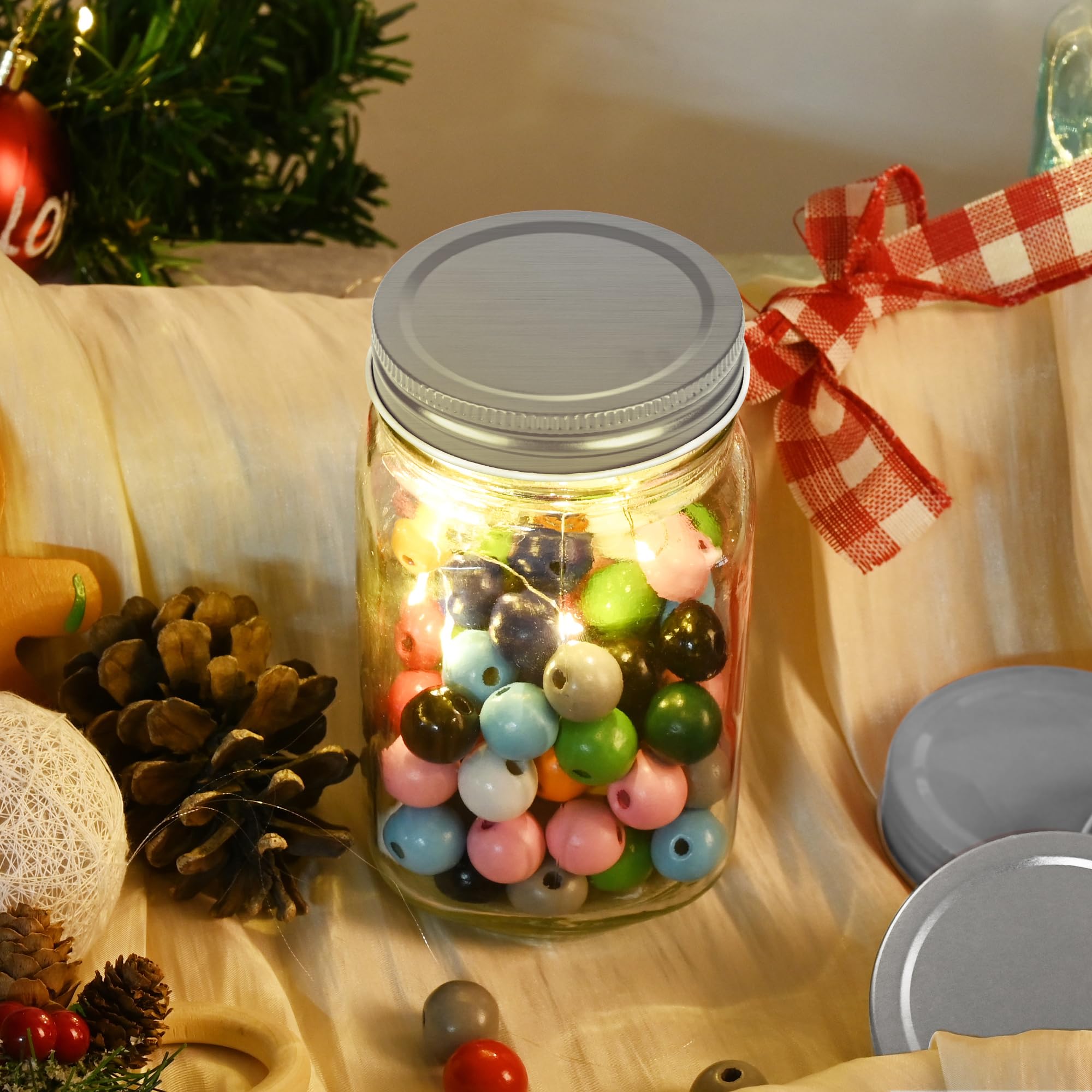 BSL® 48 Packs 2.75 Inch Mason Jar Lids Regular Mouth Leak Proof Secure Mason Storage Solid Caps Jars Lids,Leak Proof,Airtight,Silicone Seal,Seal Tinplate Metal Can Lids (Silver,2.75 inch/70MM)