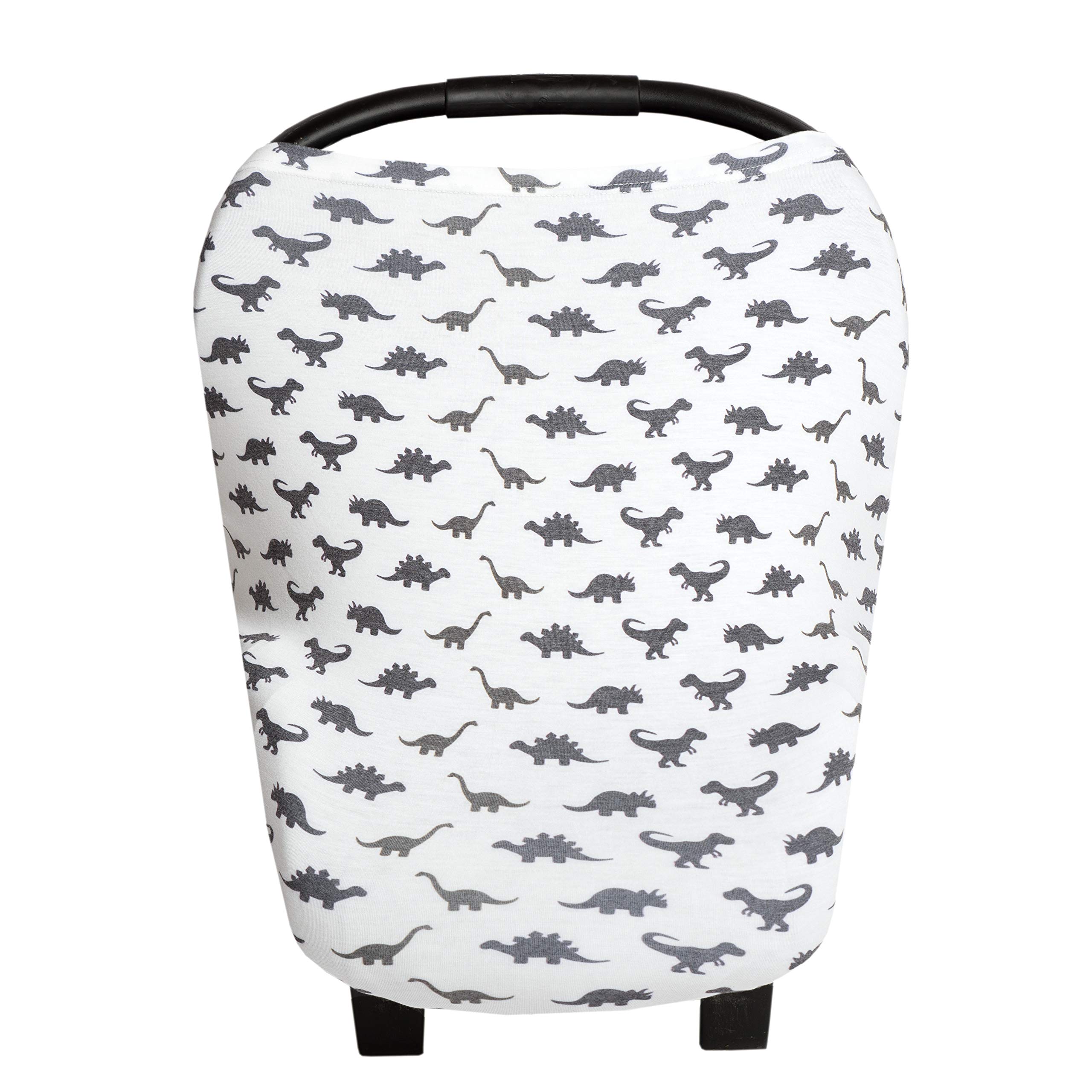 Baby Car Seat Cover Canopy and Nursing Cover Multi-Use Stretchy 5 in 1 Gift Dinos "Wild" by Copper Pearl
