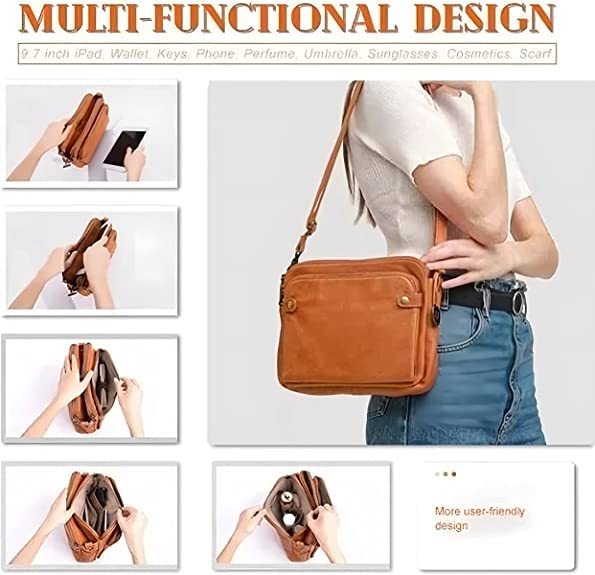 BOBOROI Crossbody Leather Shoulder Bags and Clutches for Women, Women's Purses and Handbags Small Size, Multiple Compartments (blue)