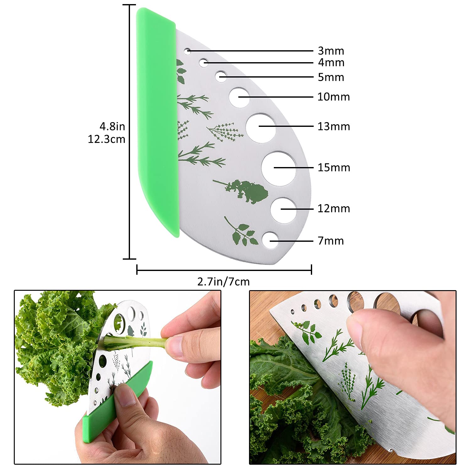 AUTIDEFY Herb Scissors 2 IN 1 Tools Set Stainless Steel Herb Cutter Tools 5-Blades Scissors with Herb Stripping Tool, Cleaning Comb for Cutting Cilantro Onion Salad