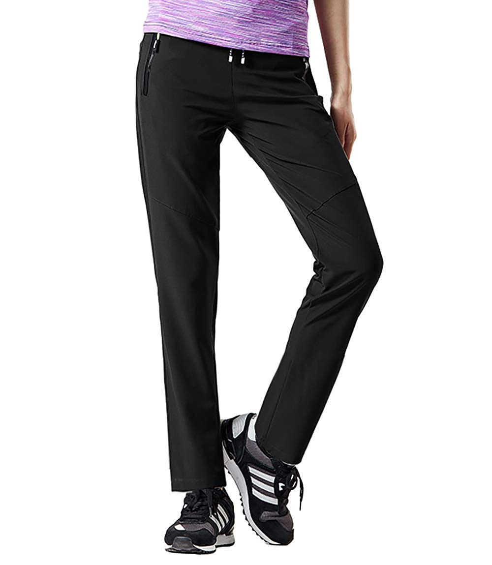 Arisonho Women's Hiking Pants Outdoor Water-Resistant Quick Drying Mountain Trousers Lightweight Travel Pants with Pockets(Black,M)
