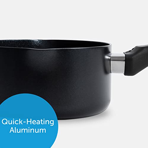 BK Vivid Ceramic Nonstick Induction 1.6QT Nonstick Saucepan with Pour Spouts, PFAS Free, Dishwasher Safe, Black