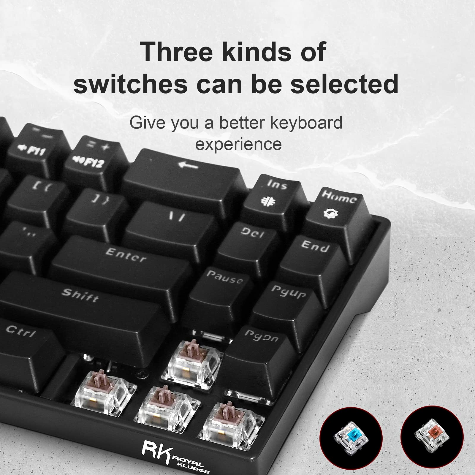 RK ROYAL KLUDGE RK71 Wireless Mechanical Keyboard 70% 71 Keys Bluetooth Tenkeyless USB Wired Compact Keyboard Portable Gaming/Office with Stand-Alone Arrow Keys for Windows MacOS(Black-Brown Switch)