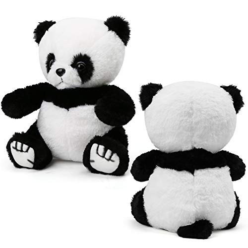 LotFancy Panda Stuffed Animal, 8'' Black Panda Plush Toy, Stuffed Panda Bear, Cute Plushies for Kids, Gift for Toddlers Birthday, Easter, Party Favors