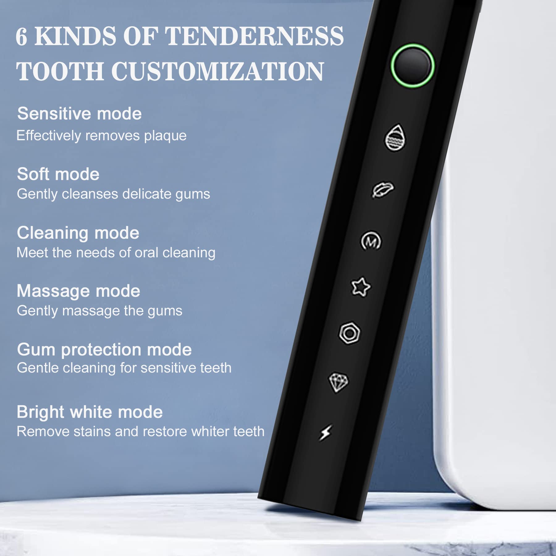Bluvuphy 2 Pack Electric Toothbrushes Sonic Toothbrush Whitening with 8 Brush Heads, 6 Cleaning Modes and Smart Timer, for Adults Rechargeable Waterproof Cleaning Toothbrushes(Black+White)