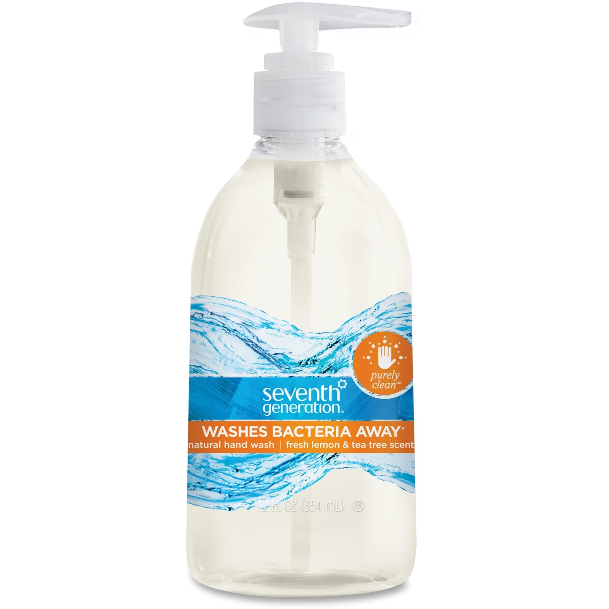 Seventh Generation Purely Clean Hand Wash Soap, Fresh Lemon and Tea Tree, 12 Fl Oz, Pack of 8