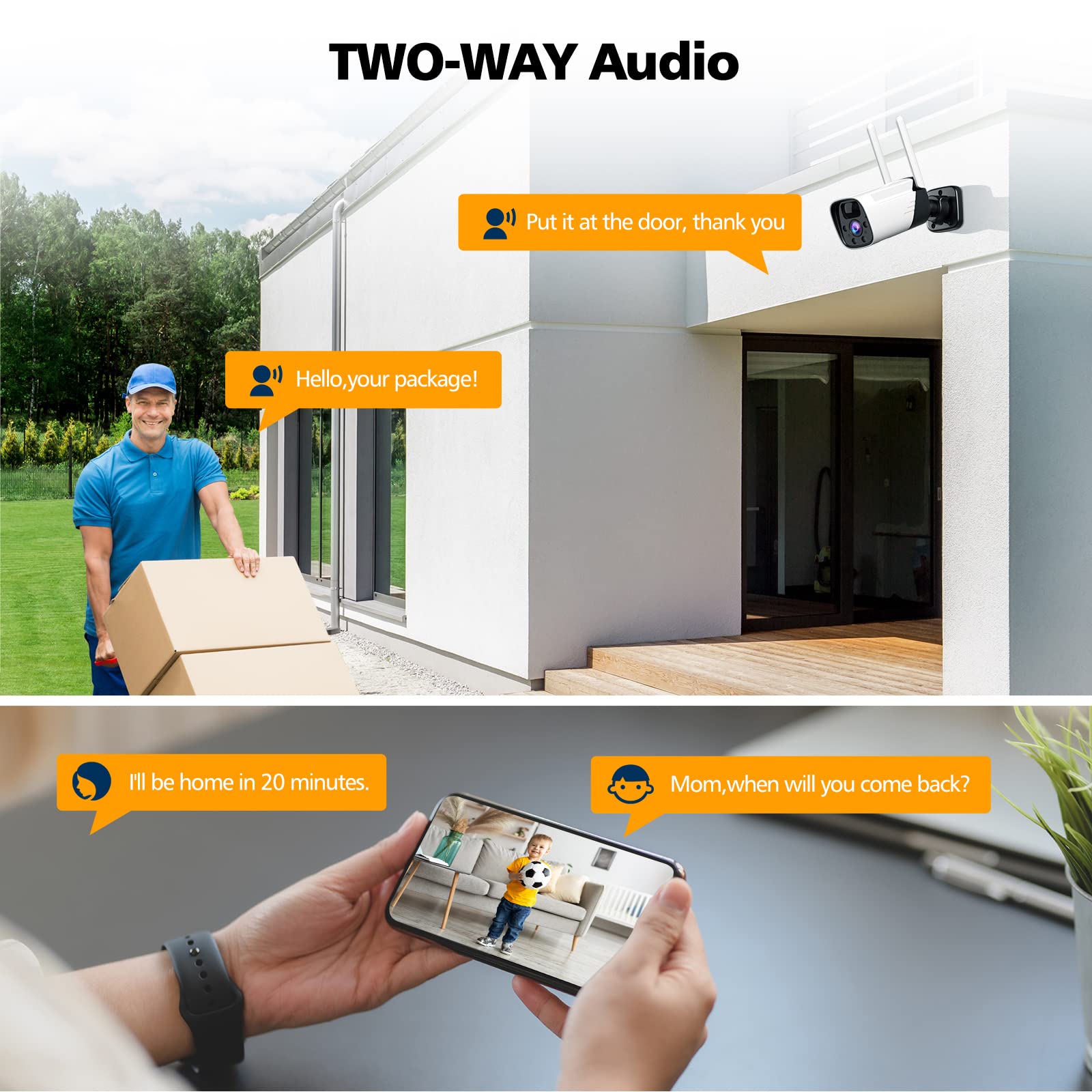 CAMCAMP 4MP Battery Powered Wireless Security Camera System Outdoor 100% Wire-Free, 2-Way Audio, Color Night Vision, PIR Motion Detection, IP66 Waterproof, SD/Cloud Storage, No Monthly Fee, 4-Cam Kits