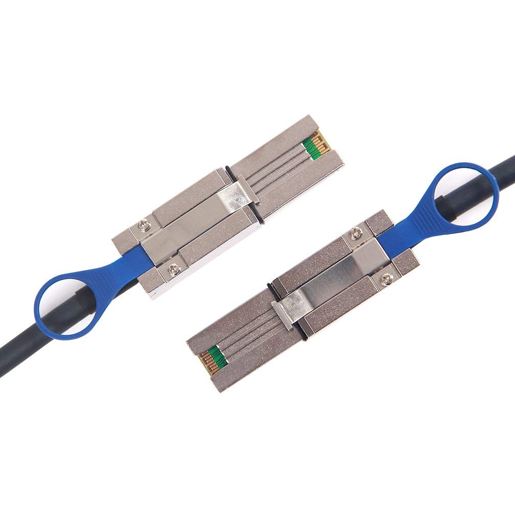 SFF-8088 to SFF-8088 External Mini SAS HD Cable, 3G/6Gbps SAS2.0 26Pin Hybrid Cable Attached SCSI for Raid Systems, DAS, External Storage Systems and Servers, 100-Ohm, 1-m(3.3ft)