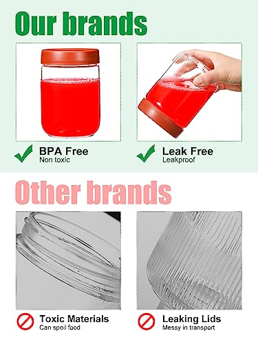 Dandat 6 Pack 20 oz Overnight Oats Containers with Lids Glass Food Storage Jars for Kitchen High Temperature Resistant Glass Jars for Oatmeal, Spices, Leak Proof and Reusable Storage Set