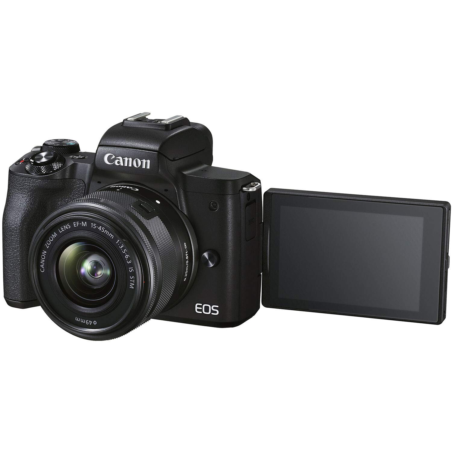 Camera EOS M50 Mark II Mirrorless Digital SLR with 15-45mm Lens Kit (Black) + 64GB Memory Card + Card Reader + Photo Bundle