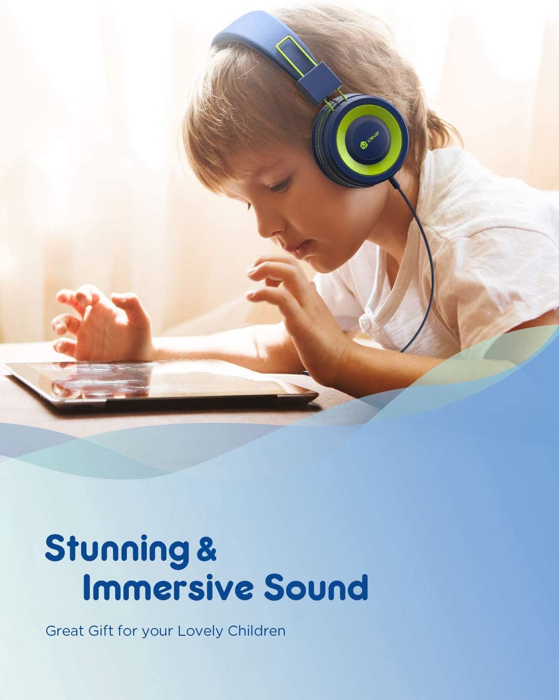 iClever [2 Pack] Kids Headphones with Microphone for Online Schooling - Safe Volume Limited 85dB/94dB, Adjustable Foldable Headphones for Girls/Boys/Airplane/Computer/Laptop