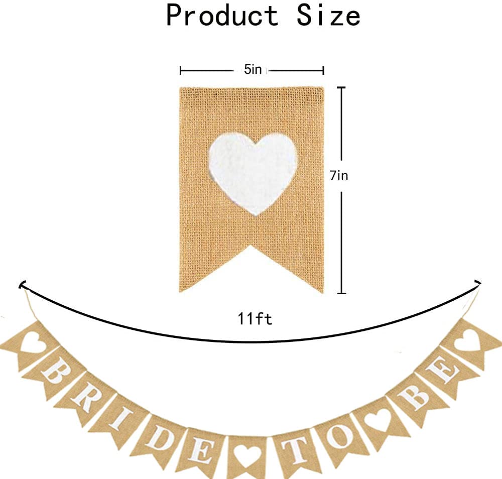 Burlap Bride To Be Banner Sign for Bridal Shower, Bachelorette, Wedding Party Decorations