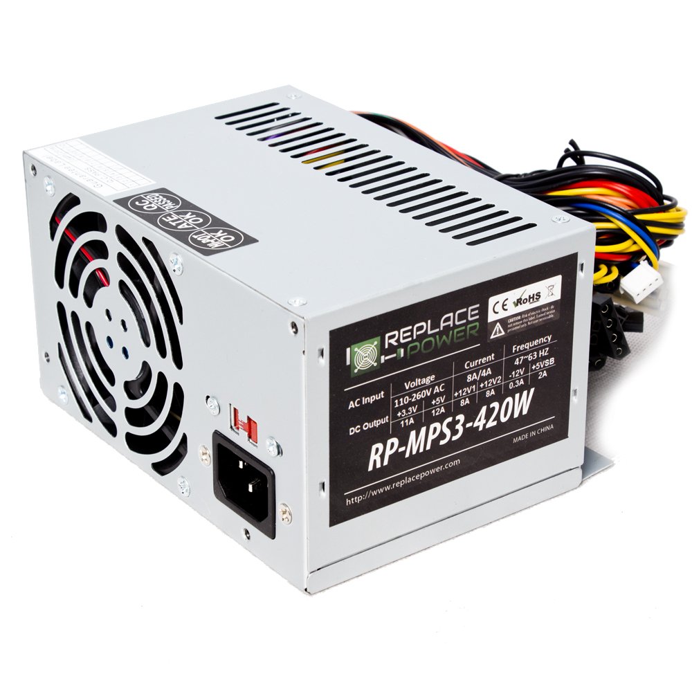 Replace Power® 420W 420 Watt ATX Power Supply Replacement for HP Compaq HIPRO HP-D2537F3R, HP-D3057F3R