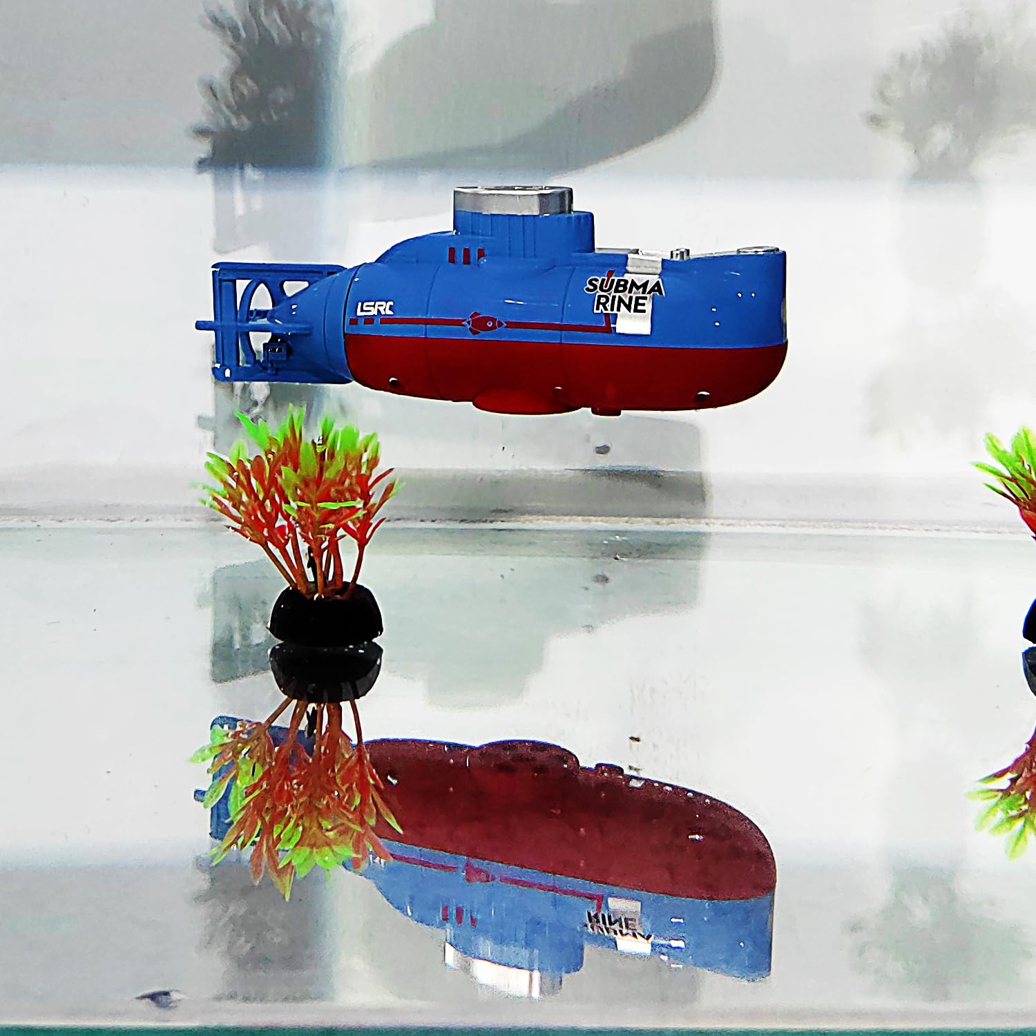 Tipmant RC Submarine Toy Remote Control Boat Ship Electric Dive for Fish Tank Water Tub Kids Birthday Gift (Blue)
