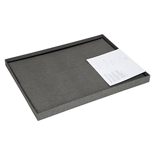 Bigso Katrin KD Collapsible Storage Box | Photo Storage Box with Labelframe for Easy Identification | Simple Assembly without Tools | Decorative Storage Boxes with Lids | 13.5"x17.6"x7.2" | Grey