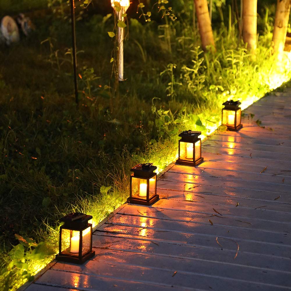 JF-XUAN Solar Light 1/2 Packs Solar Powered LED Lantern Lights aterproof Outdoor Garden Light Hang Lamp with Clip for Home Garden Decoration D30 Powered Spotlight