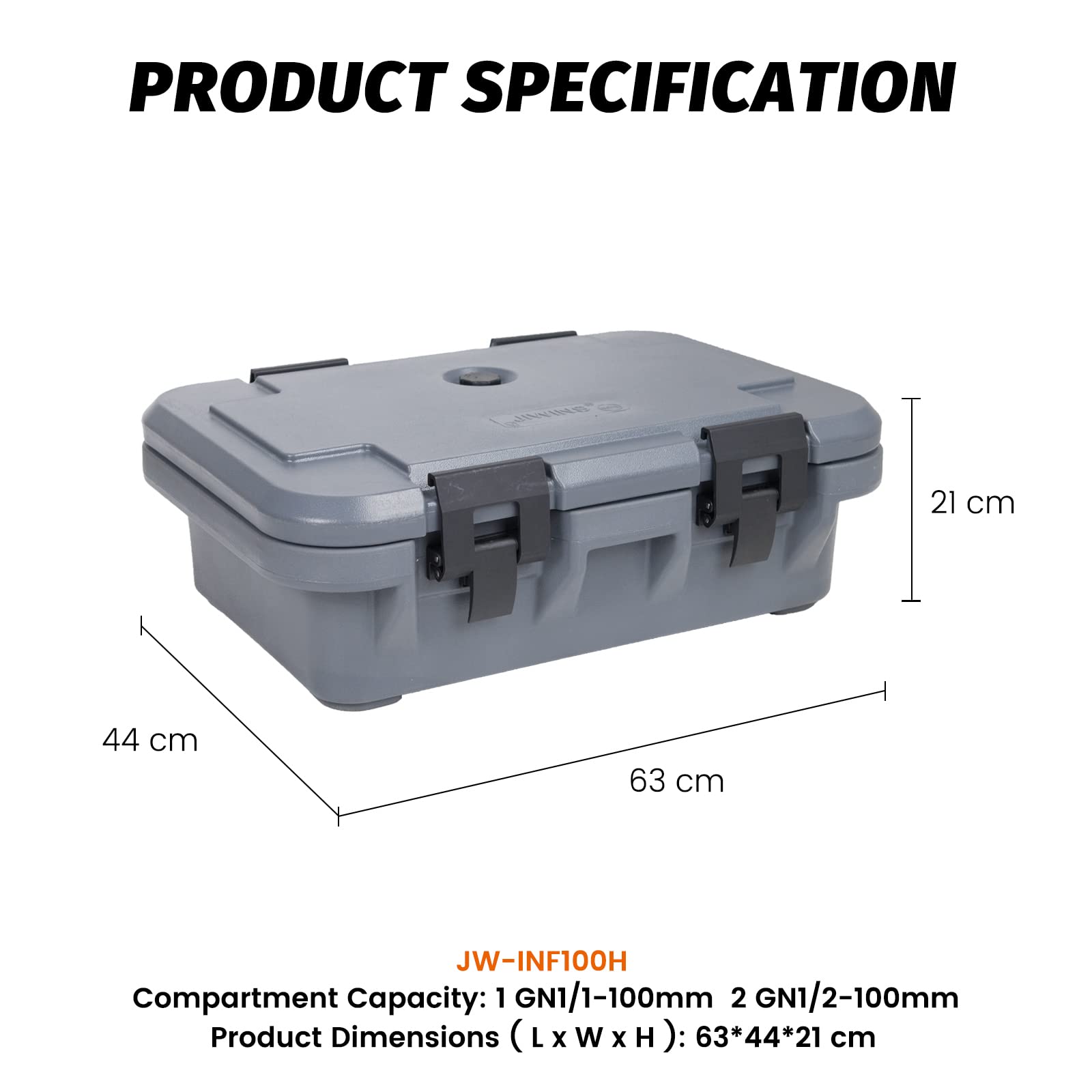 Hakka 14.8L Insulated Food Pan Carrier, Stackable and Loader, Suit for Restaurant, Canteen, Outdoor Banquets, Black