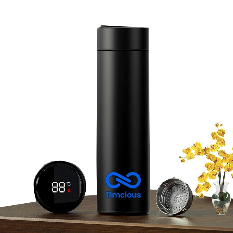 Coffee thermos,Coffee Digital bottle,Tea Infuser Bottle,Smart Sports Water Bottle with LED Temperature Display,Double Wall Vacuum Insulated Water Bottle, Stay Hot for 12Hrs,Cold for 24 Hrs (Black)