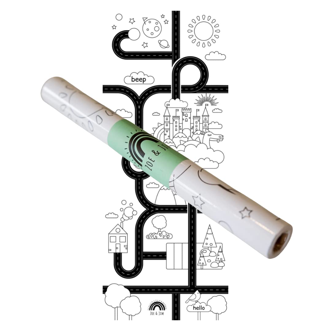 Zoe & Jim Giant Coloring Paper roll for Kids. Large Coloring Roll. 26 feet x 17 inches of Preschool Play Fun. Craft kit roll. Coloring Activity Banner. Toddler Art and Creativity Toys., White