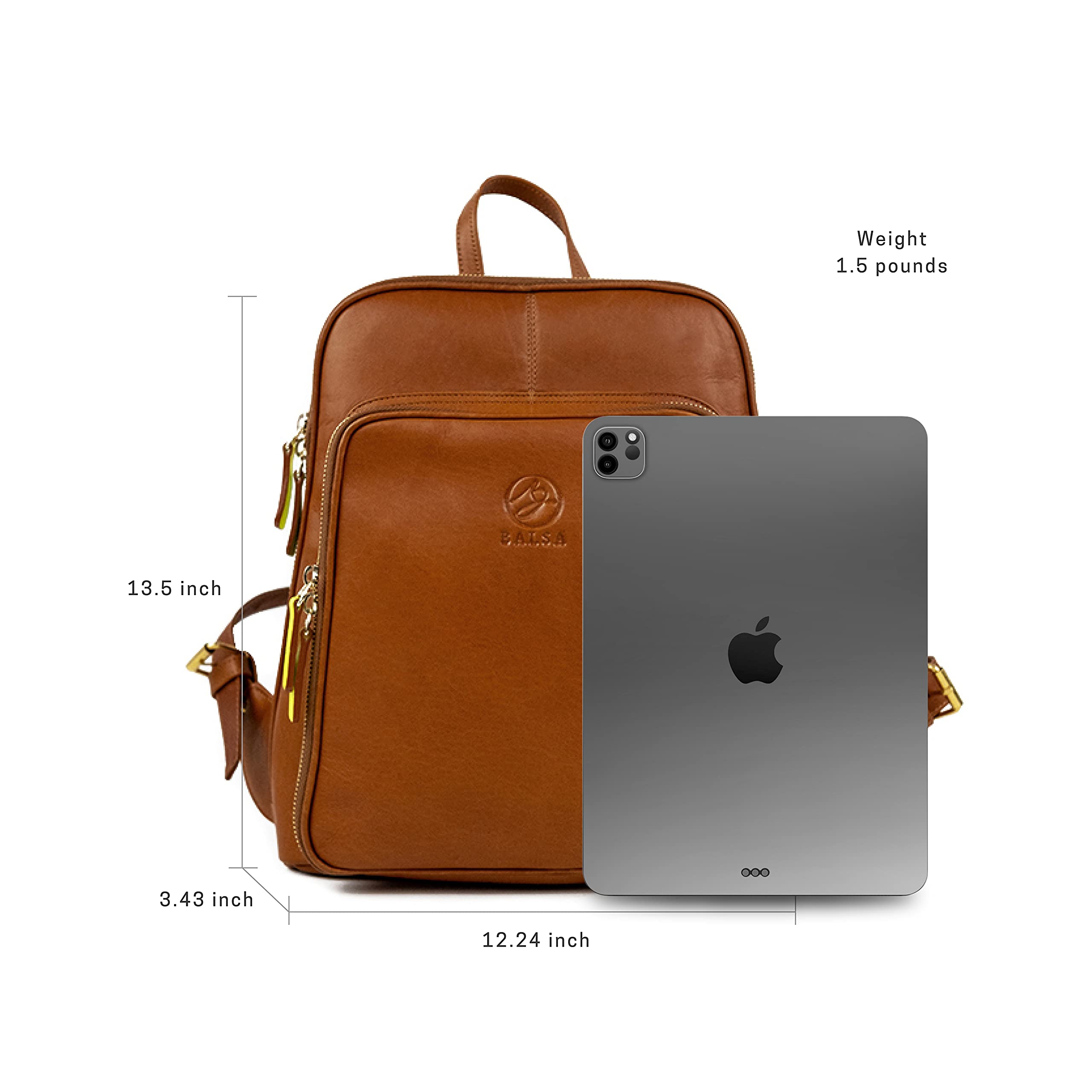 Balsa Real Leather Backpack for Women Slim Bag Purse Tan Black and Brown