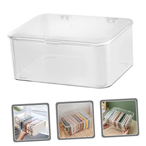 Beavorty Transparent Storage Box Clear Organizer Box Clear Storage Box with Lid Plastic Container with Lid Flip Top Box Plastic Home Office Container Pantry Fridge Organizer Box Household