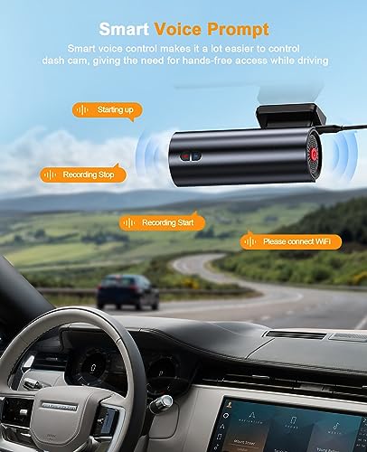 Dash Cam 4K WiFi 2160P Car Camera, Dash Camera for Cars, Mini Front Dashcam for Cars with Night Vision, Loop Recording, G-Sensor,24H Parking Monitor,Supercapacitor,Voice Prompt,APP,64GB Card Included