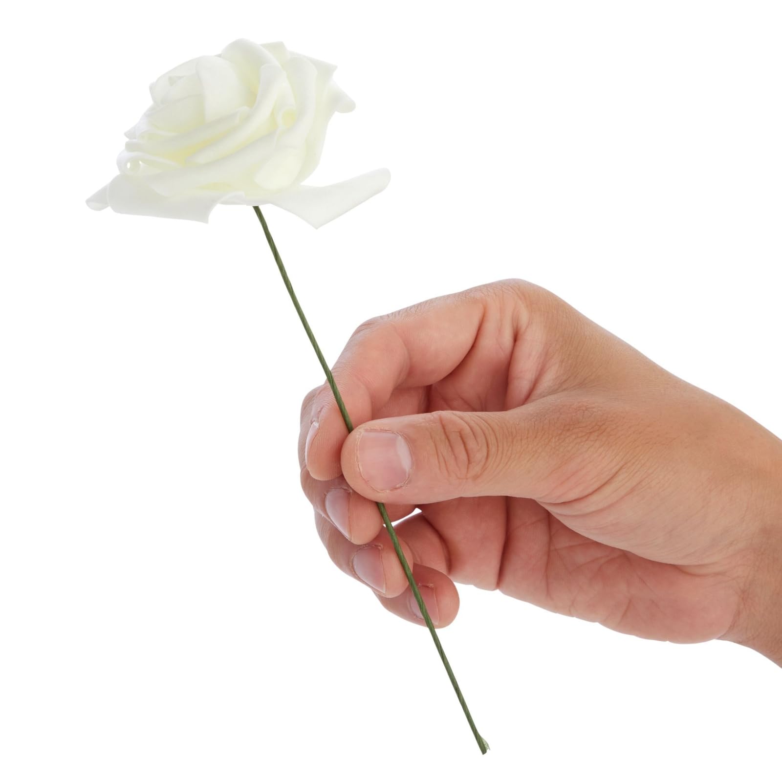 Bright Creations 60 Pack White Artificial Roses with Stems, Fake Faux Flowers Heads Bulk for Wedding Bouquets DIY & Bridal Shower, Cream, 3 inch