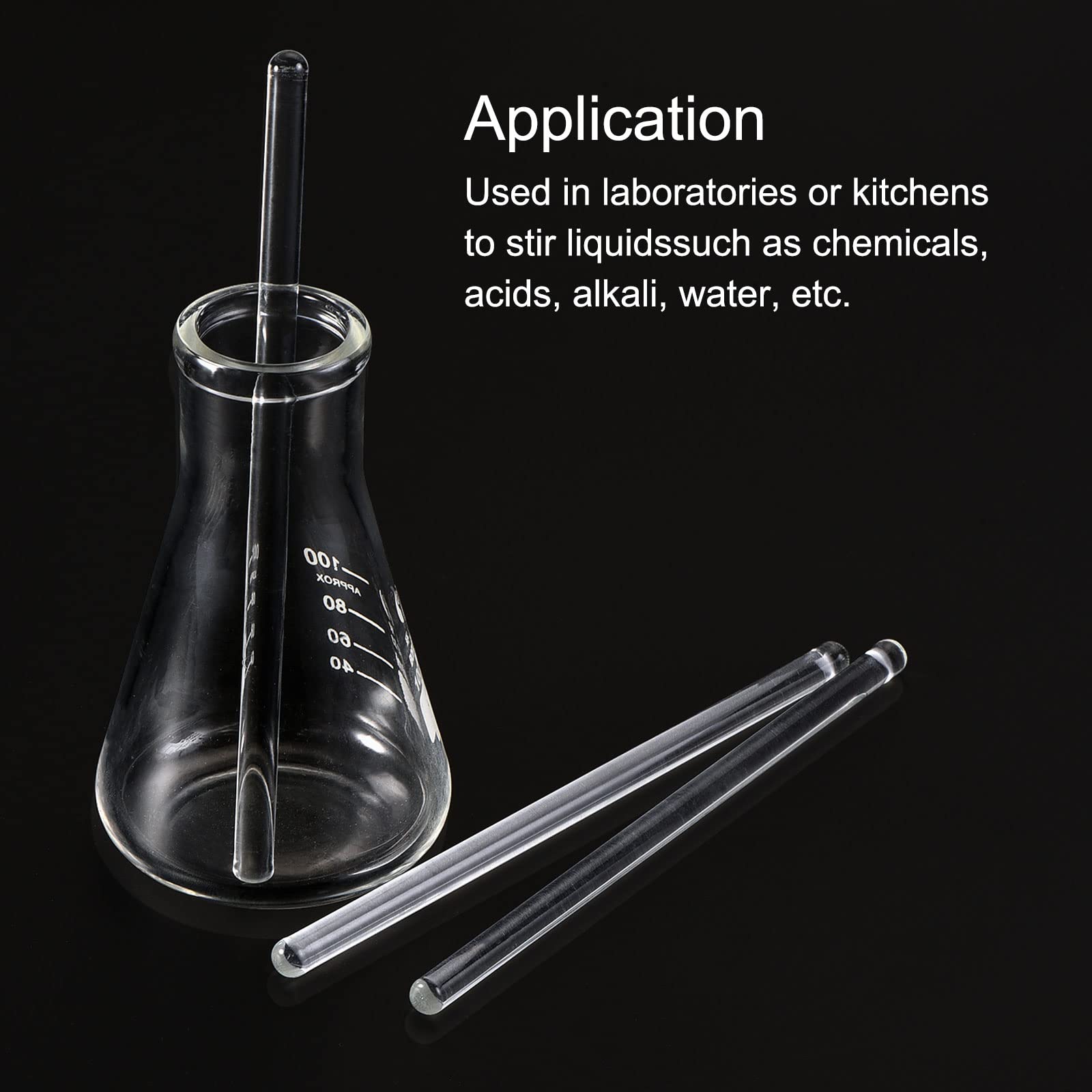 MECCANIXITY Borosilicate Glass Stick 5.91" Length 8mm Dia Stir Rod Mixing Tools with Both Ends Round for Lab Kitchen Science 3Pcs