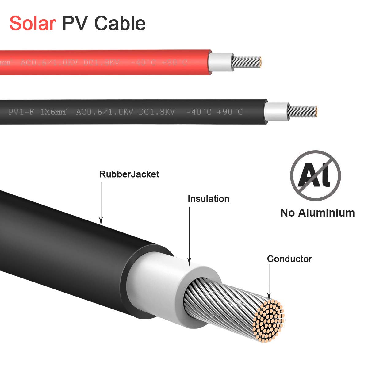 BEAYFILY 10AWG Solar Extension Cable Wire,Solar Panel Adaptor Cable with Male and Female Weatherproof Connector (9.8 Ft)