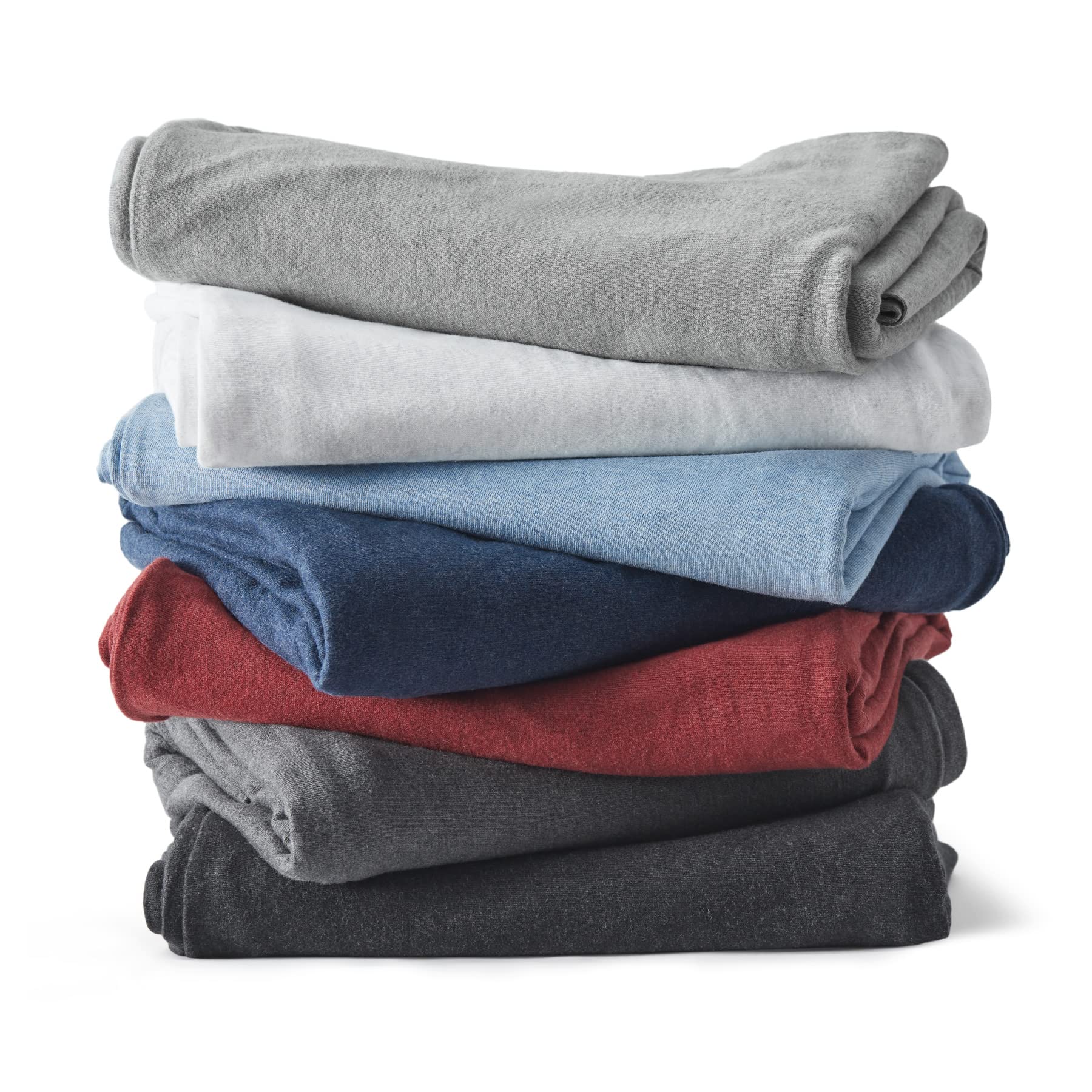 Bedsure Jersey Knit Sheets Queen Set - 100% Cotton T Shirt Bed Sheets for Queen Size Bed, Light Grey, 4 PC Cotton Stretchy Sheets
