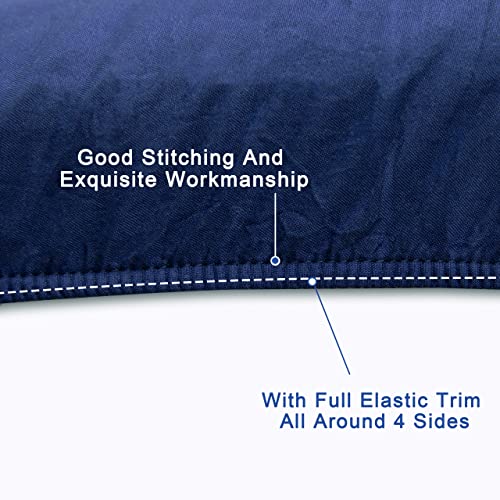 FLXXIE 4 Pieces Microfiber Toddler Bedding Set, Super Soft and Breathable Crib Sheet Set, Includes Quilted Comforter, Flat Top Sheet, Fitted Sheet, Envelope Pillow Case for Boys and Girls, Navy Blue