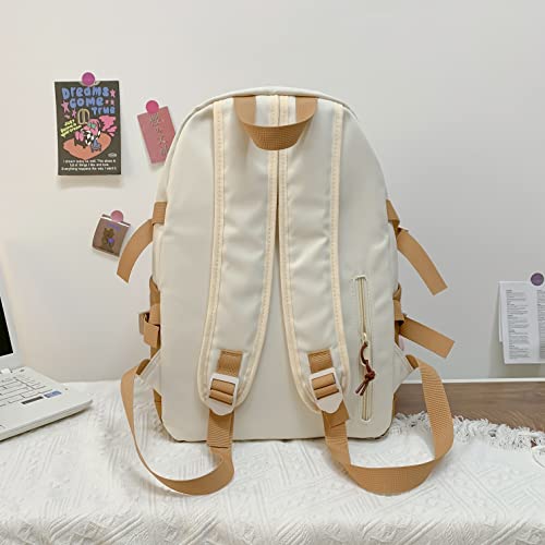 BOUTIKOME Classic Basic Black Backpack For Women Waterproof Lightweight Aesthetic Casual Travel Daypack(Khaki,One Size)