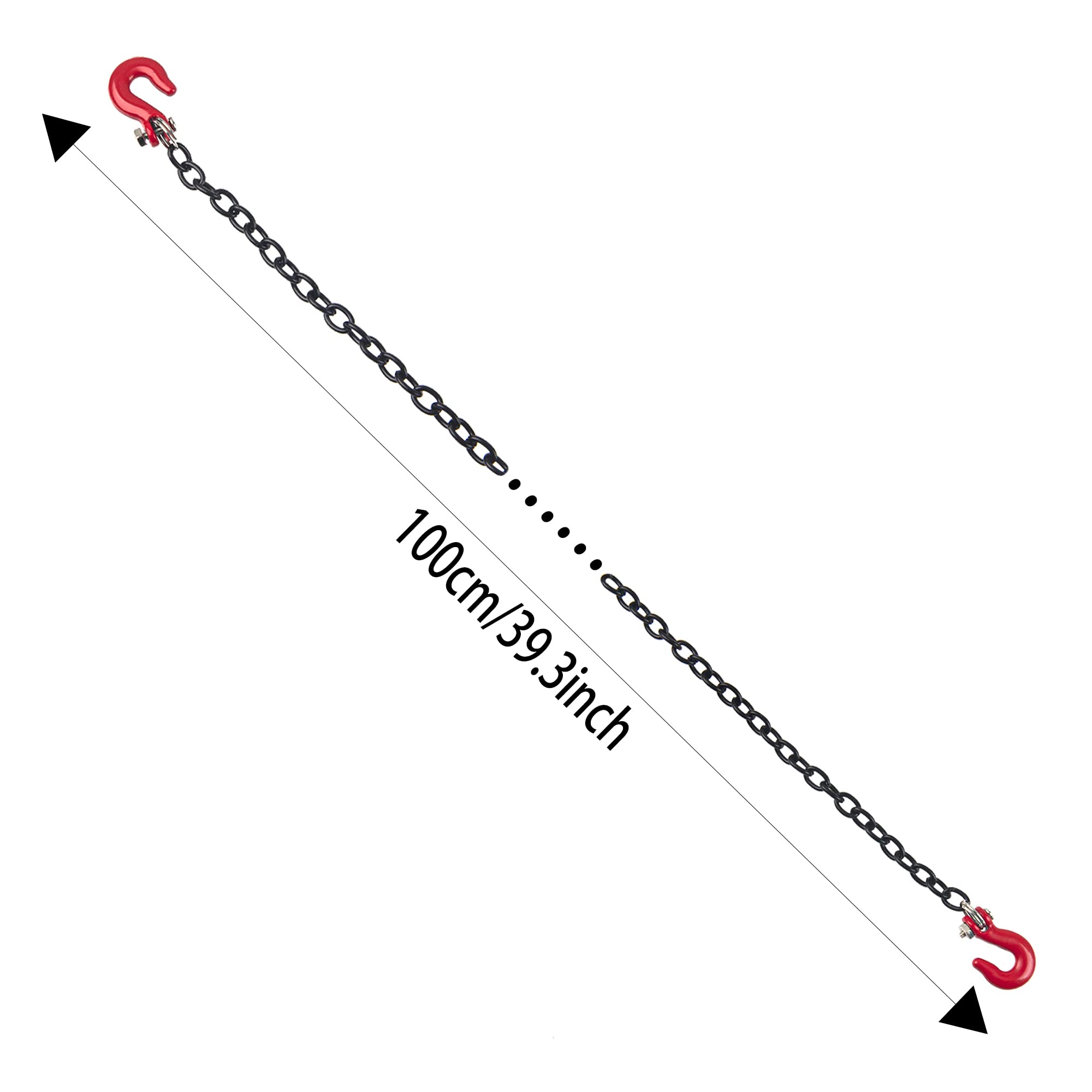 ShareGoo Mini Metal Trailer Chain with Tow Hook Decoration Accessories Compatible with Axial SCX10 HSP 94180 RC4WD D90 Traxxas TRX4 CC01 1/10 RC Crawle (Black)