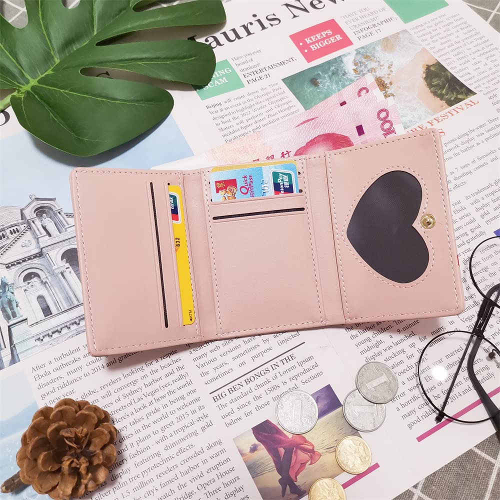 Loxepur Women's Cartoon Wallet With Zipper Coin Three-Fold Purse for Daily Life Festive Gift (Green)