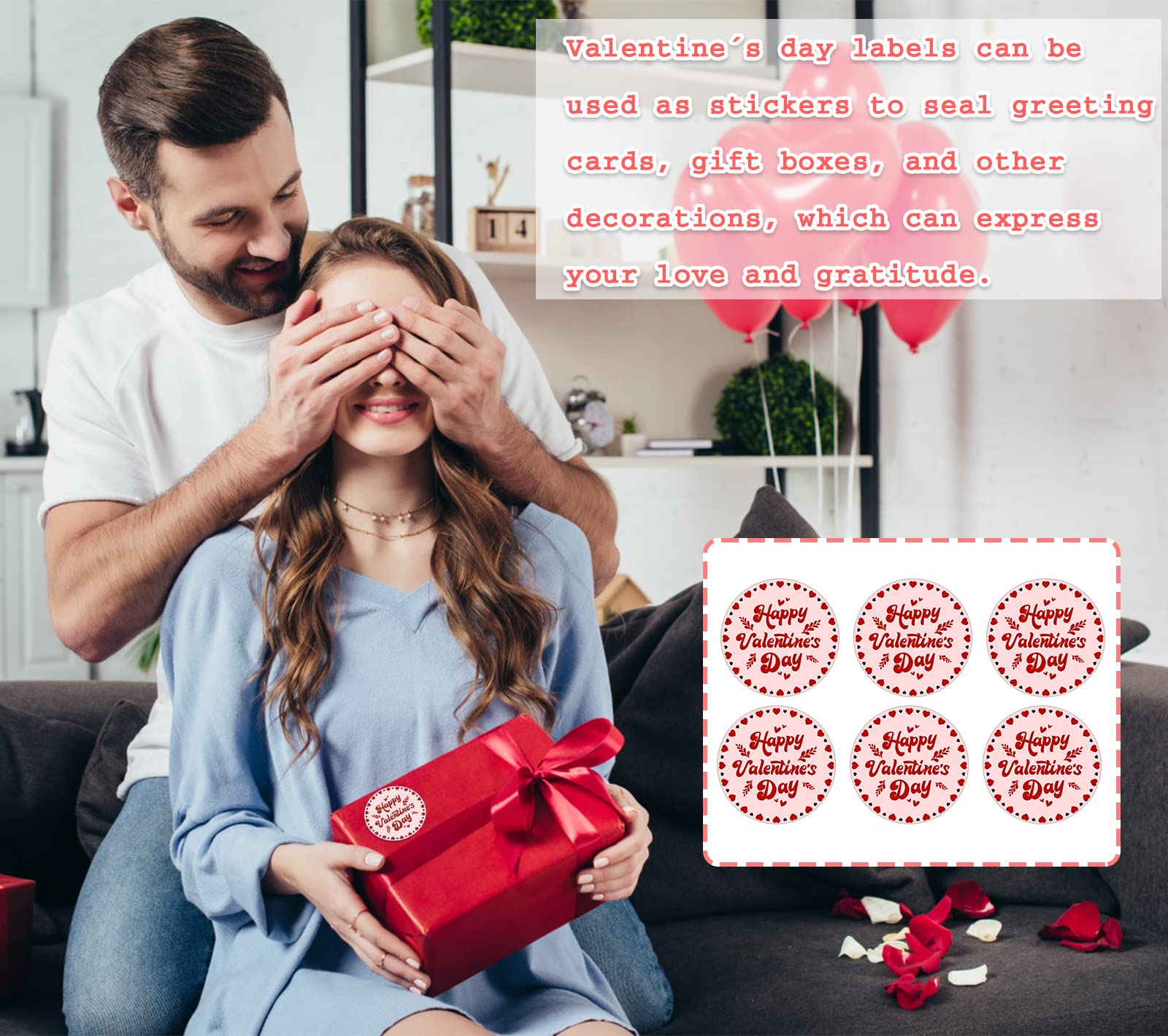 FaCraft Happy Valentines Day Stickers Round Valentine Labels 1.5" Valentine's Day Gift Stickers Label Sticker for Envelope Seals Card Boxes Valentine Gift Wrap Valentine's Day Decorations