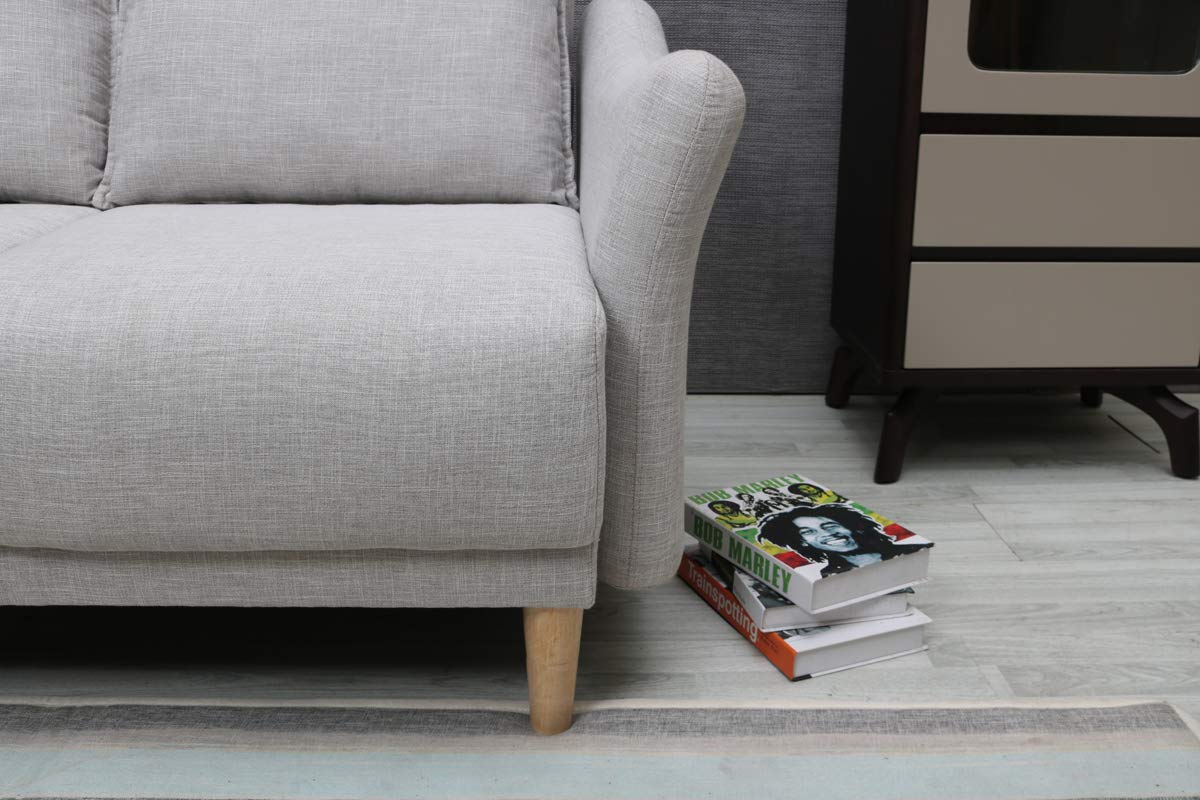 Best-Living Furniture Linen Fabric Small Sofa 56" Modern Sofa Couch, Contemporary Love seat and Loveseat Sofa, 2 Seat Sofa for Small Space, Light Grey