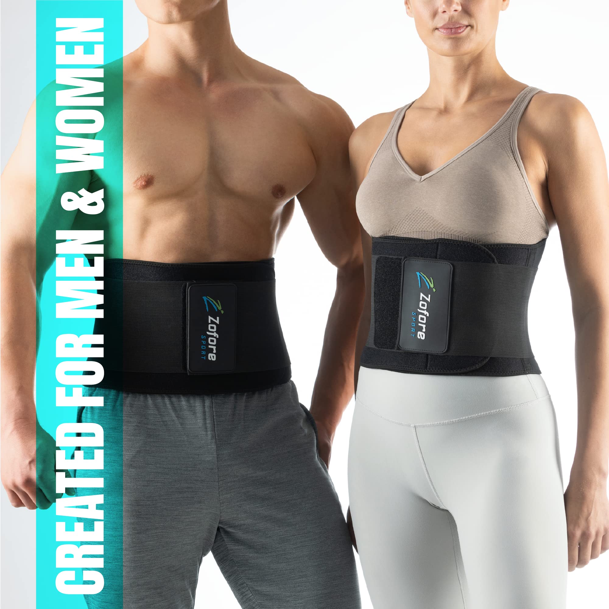 Back Brace Support Belt for Lower Back Pain by Zofore - L/XL - Sciatica, Herniated Disc, and Injury Recovery, Supportive Compression with Lumbar Support Strips for Men Women, Breathable Neoprene