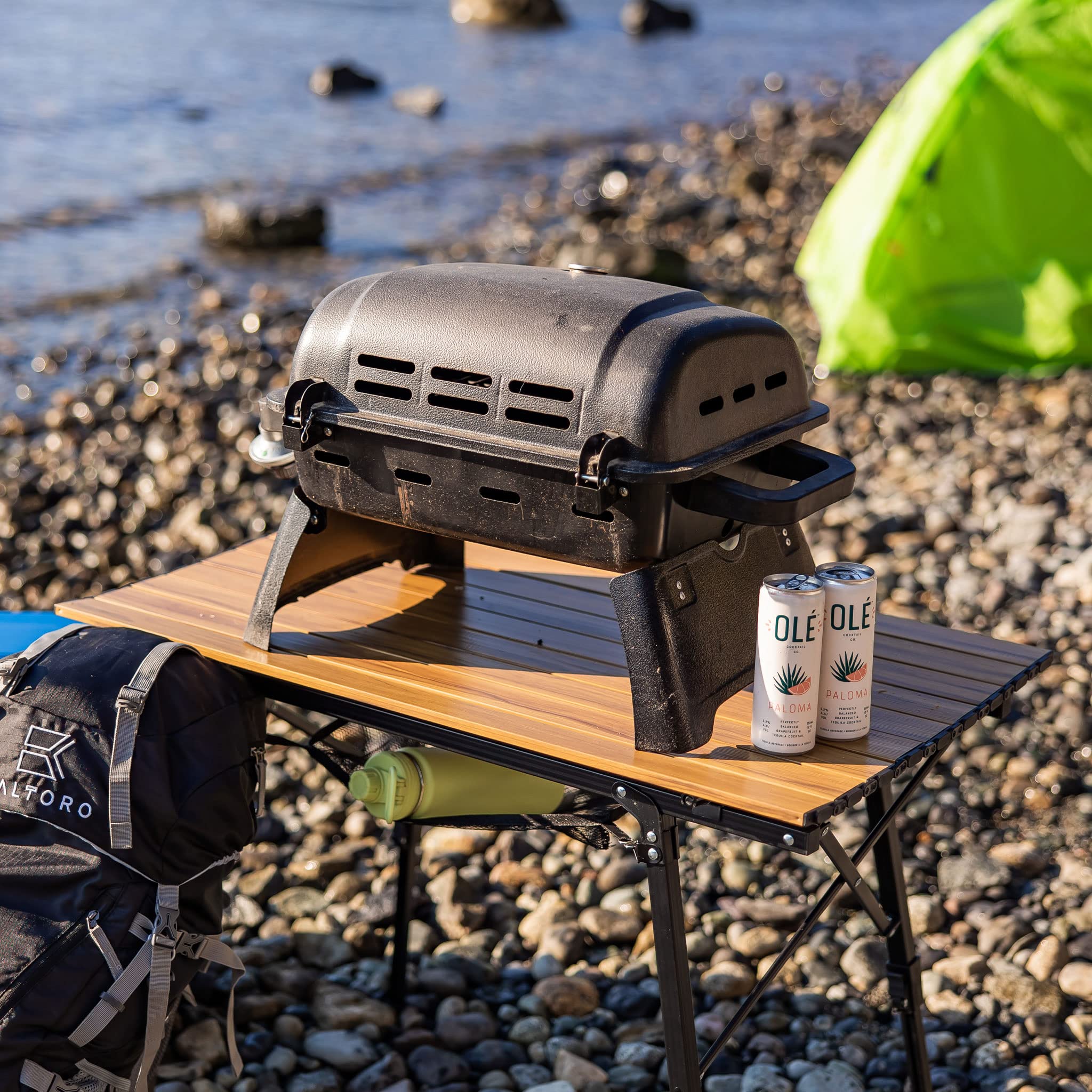 BALTORO Portable Folding Table for Picnic, Camping Tables That Fold up Lightweight, Aluminum Folding Table with Telescopic Legs, Camp Kitchen Table for Beach Trips and Outdoor Parties
