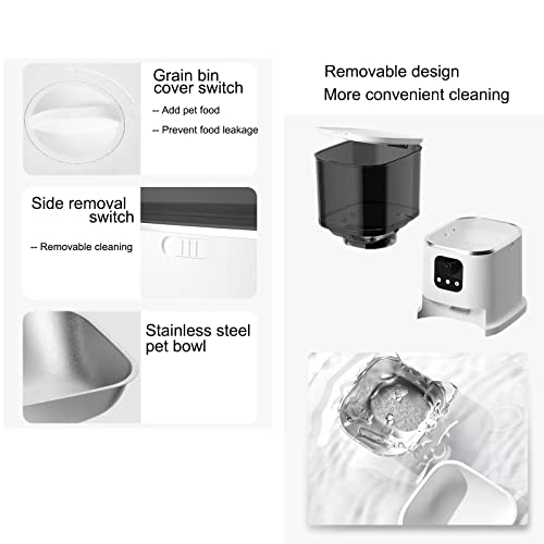 DBNAU Automatic Cat Feeder with 1080P HD Camera, Smart WiFi Pet Feeder with APP Control for 6L Pet Dry Food, Stainless Steel Bowl, 8 Meals Per Day, Voice and Video Calling Pets