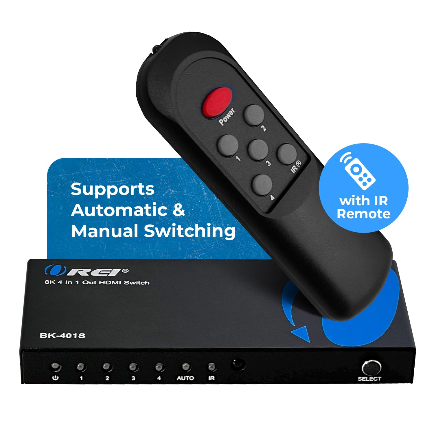 OREI 8K HDMI 2.1 Switch 4x1, Switcher UltraHD Supports Upto 4K @ 120Hz VRR, Dolby Vision, ALLM, Audio SwitchingPS5, Xbox, Gaming, Remote Contorl IR HDCP 2.3 CEC