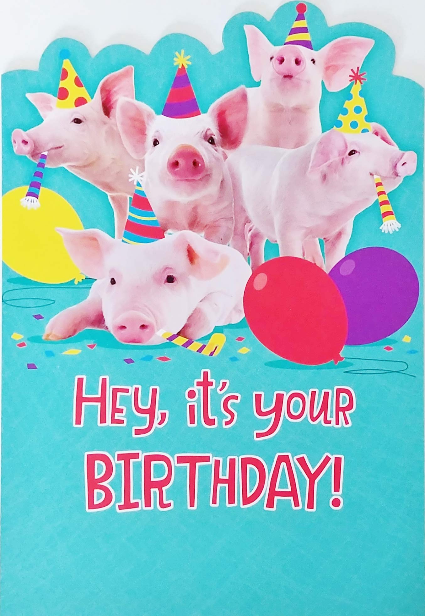 Greeting Card Hey It's Your Birthday with Party Pigs - That's A Very Pig Deal