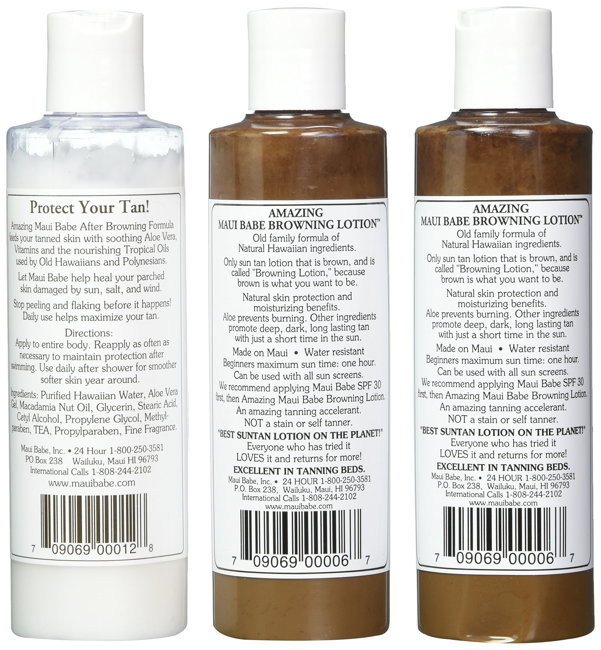 Maui Babe Tanning Pack (2 Browning Lotions 8 oz, 1 After Browning Lotion 8 oz), (Pack of 3)
