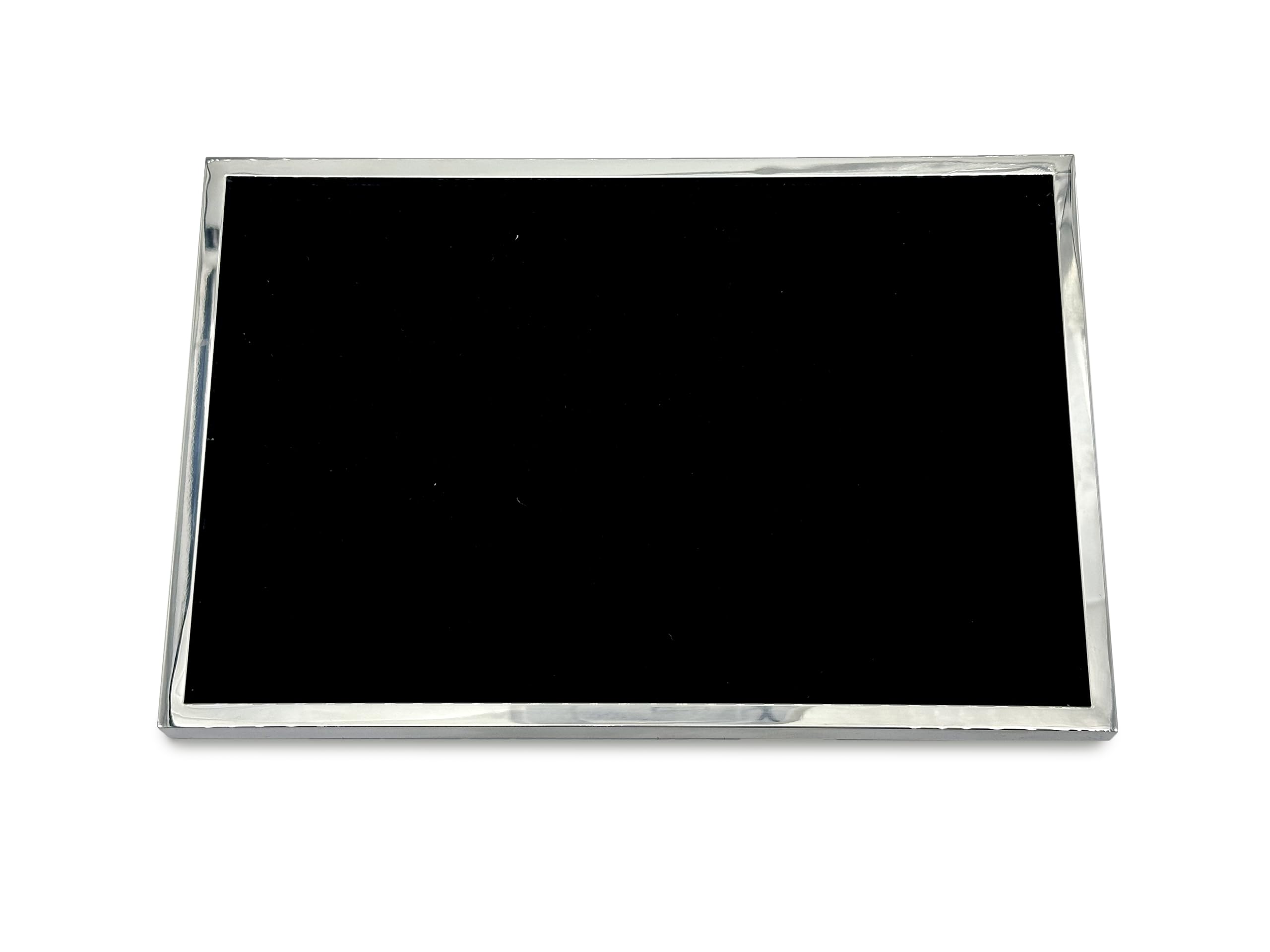 Bam & Boo - Black Velvet Jewelry Tray and Pad with Polished Metal Trim(11.75" x 8" x 0.6")