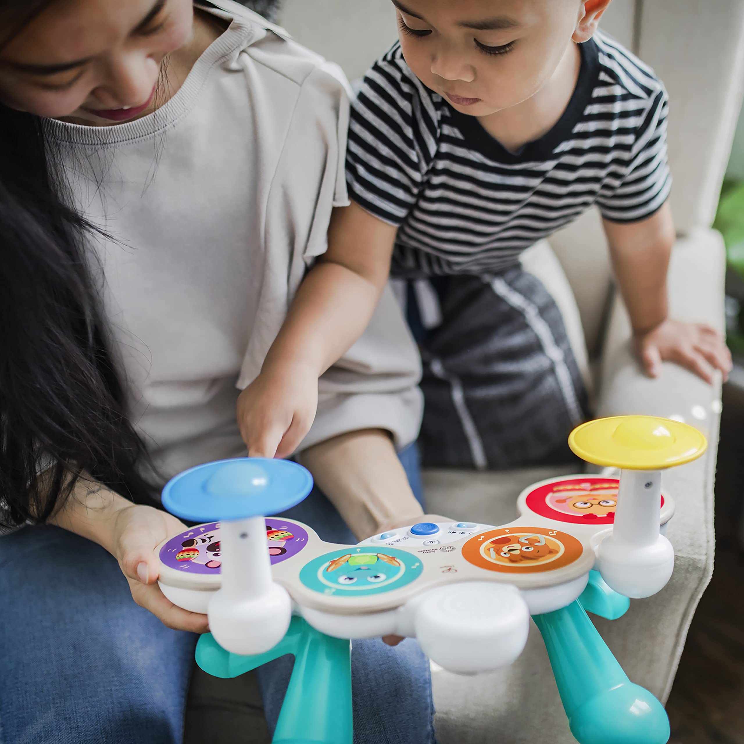 Baby Einstein Together in Tune Drums Safe Wireless Wooden Musical Toddler Toy, Magic Touch Collection, Age 12 Months+